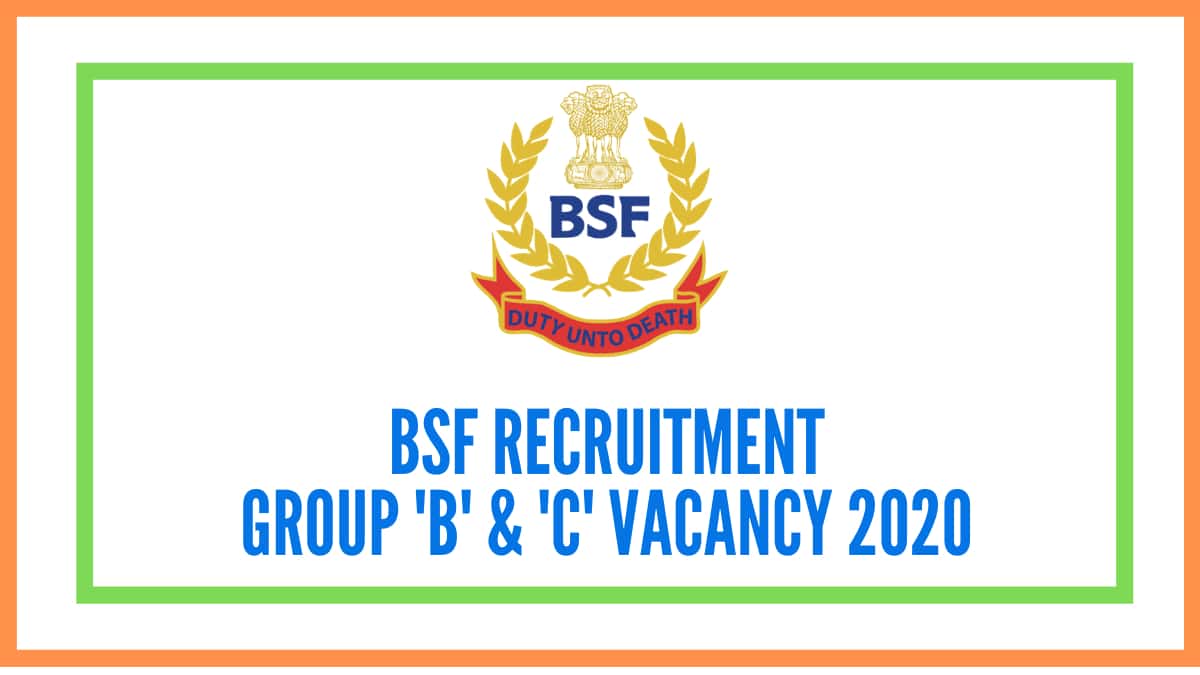 BSF Recruitment 2020 : Latest 317 Group B & C Vacancy